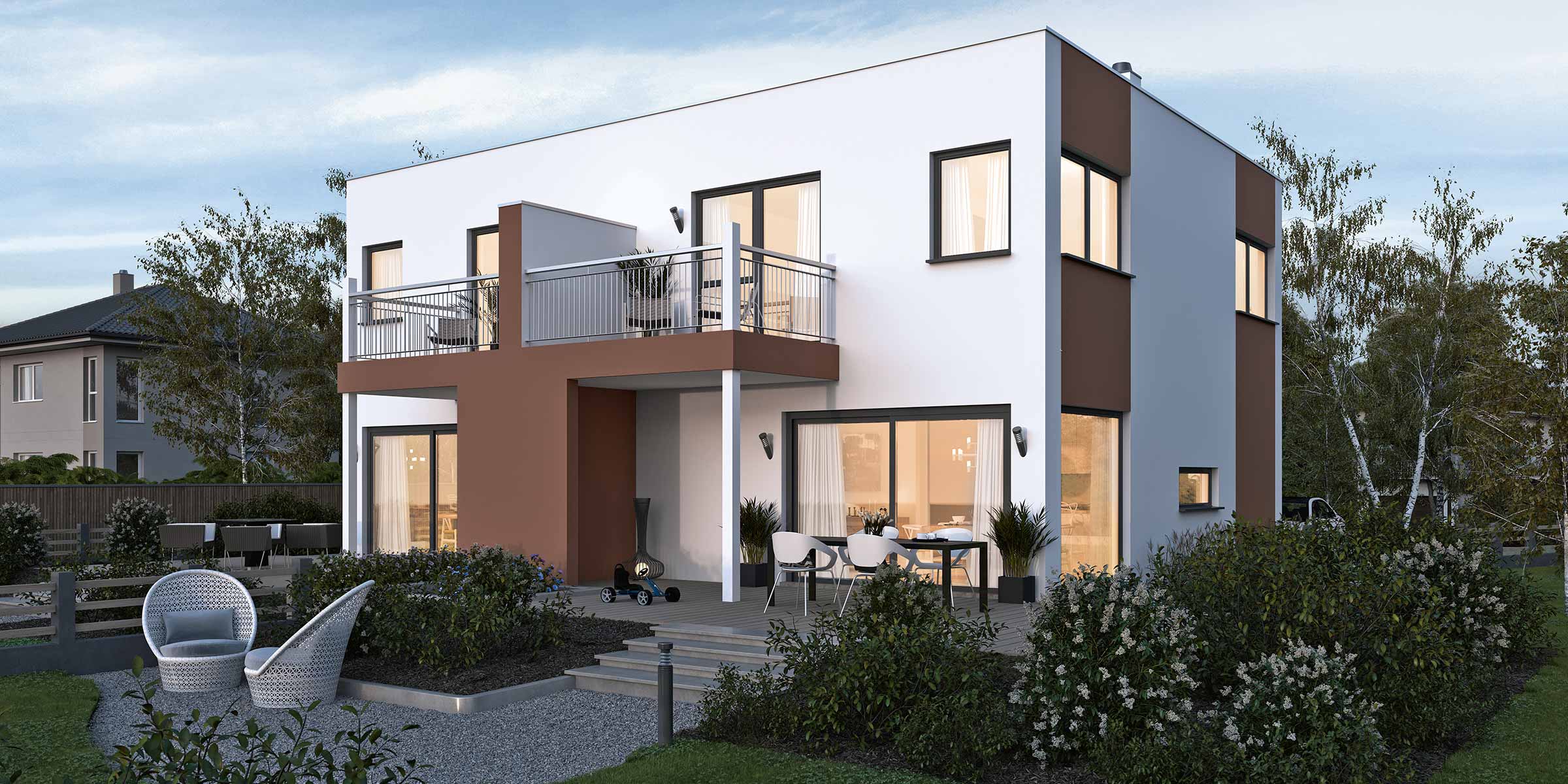 ELK ist auch Ihr Spezialist für ein Doppelhaus Fertighaus | ELK Duo 93