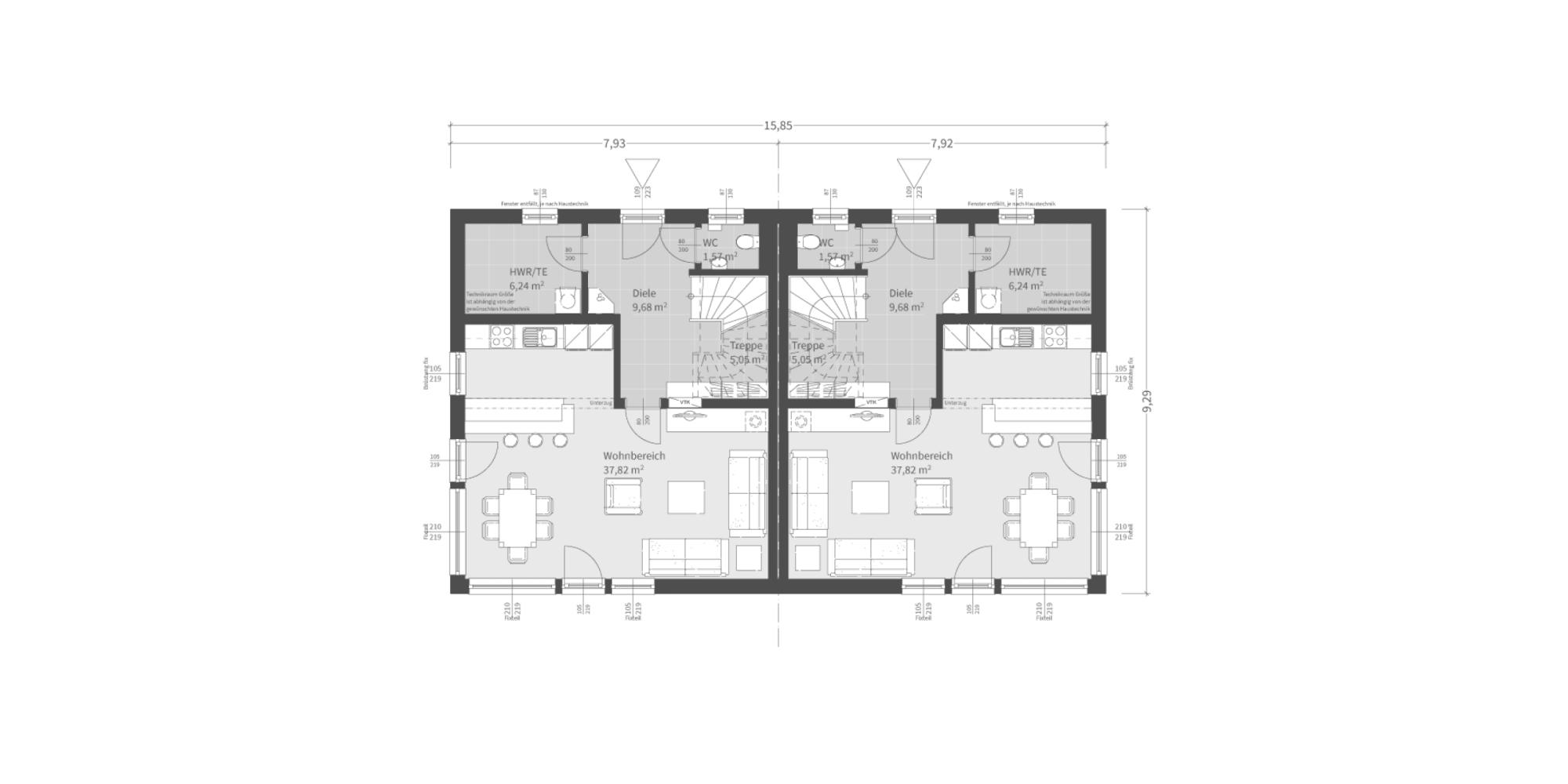 Architekten-Doppelhaus: Der praktische Satteldach-Klassiker | ELK Duo 120